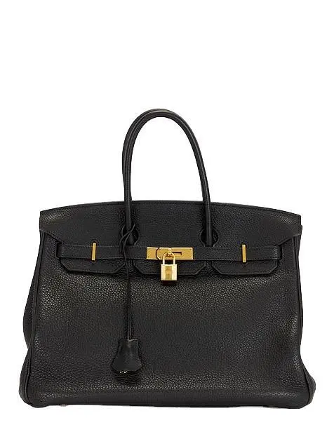 FWRD RENEW Hermes Togo Birkin 35 Retourne Handbag - Black