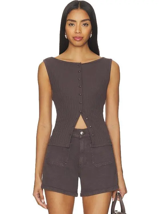 Madewell Textured Button-down Vest Top - Brown