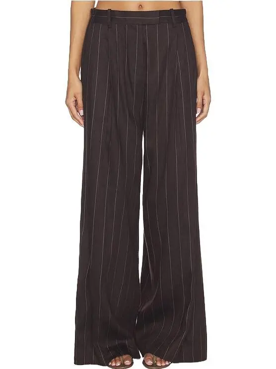 Helmut Lang Wide Leg Double Pleated Trousers - Chocolate