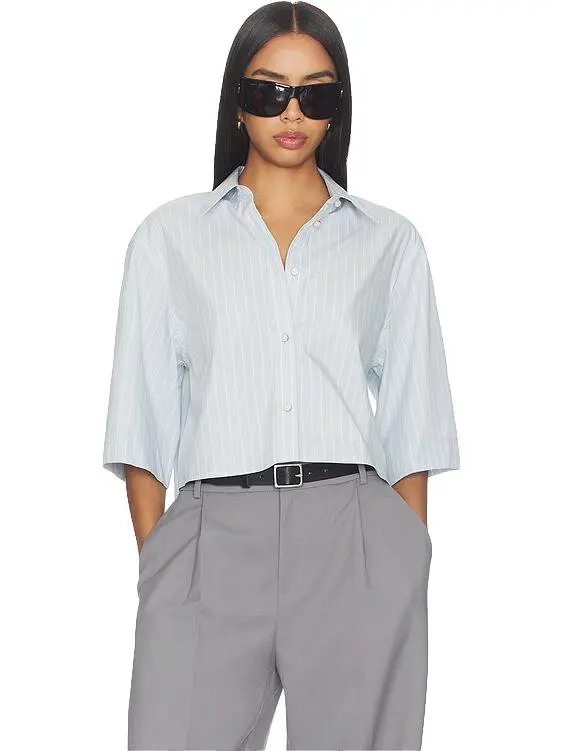 Helmut Lang Cropped Poplin Trench Shirt - Slate