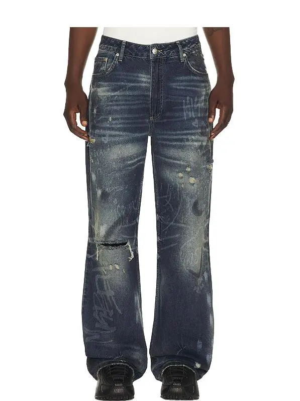 MISBHV Laser Tagged Denim Jeans - Blue