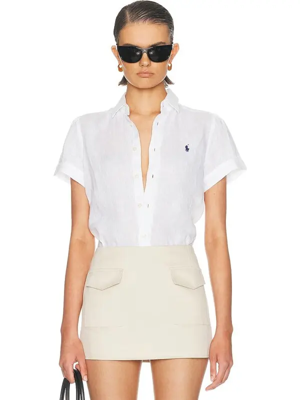 Polo Ralph Lauren Short Sleeve Linen Sport Shirt - Classic Oxford White