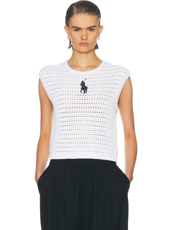 Polo Ralph Lauren Crochet Knit Pullover Sweater - White