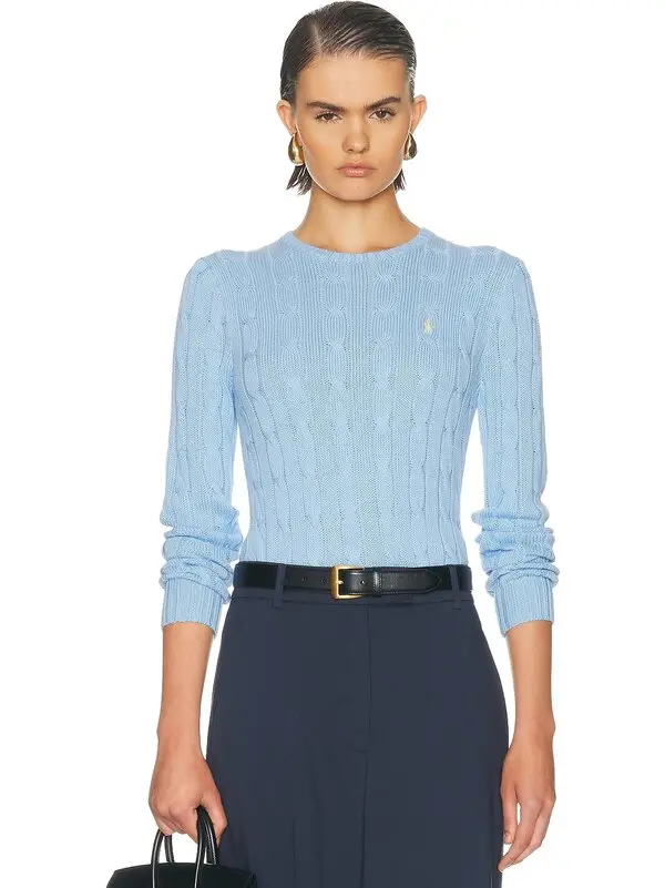 Polo Ralph Lauren Julianna Cable Knit Long Sleeve Sweater - Baby Blue