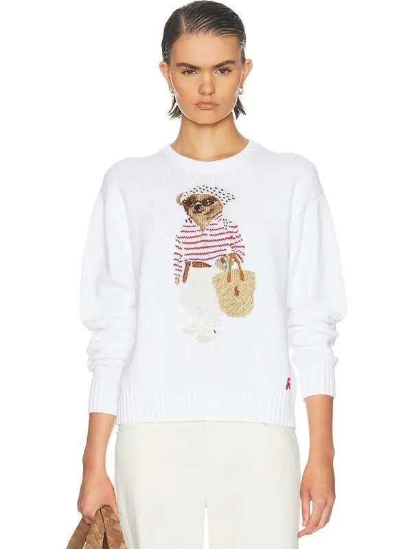 Polo Ralph Lauren Bear Long Sleeve Sweater - White Multi