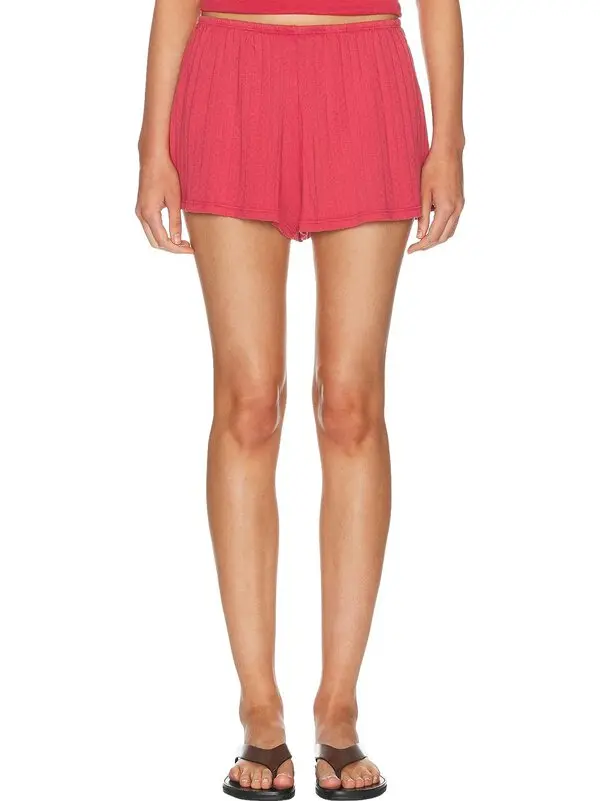 Donni. Pointelle Tap Short - Raspberry
