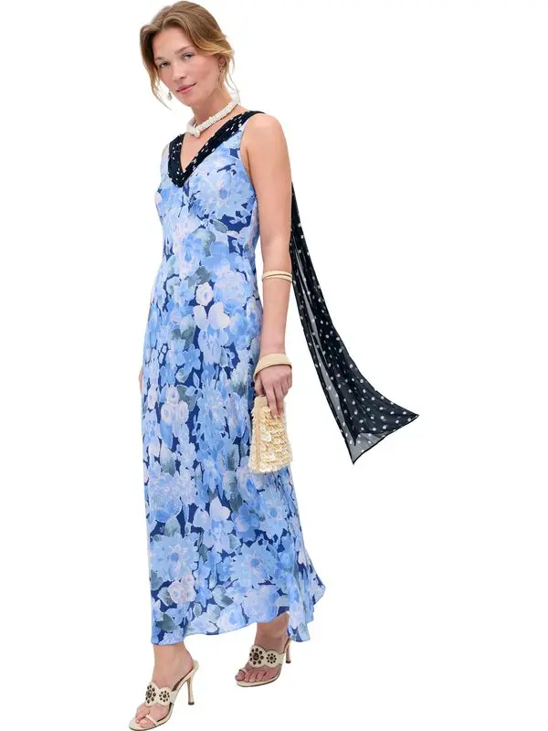 Rixo Roux Chelsea Dot Mix Maxi Dress - Blue