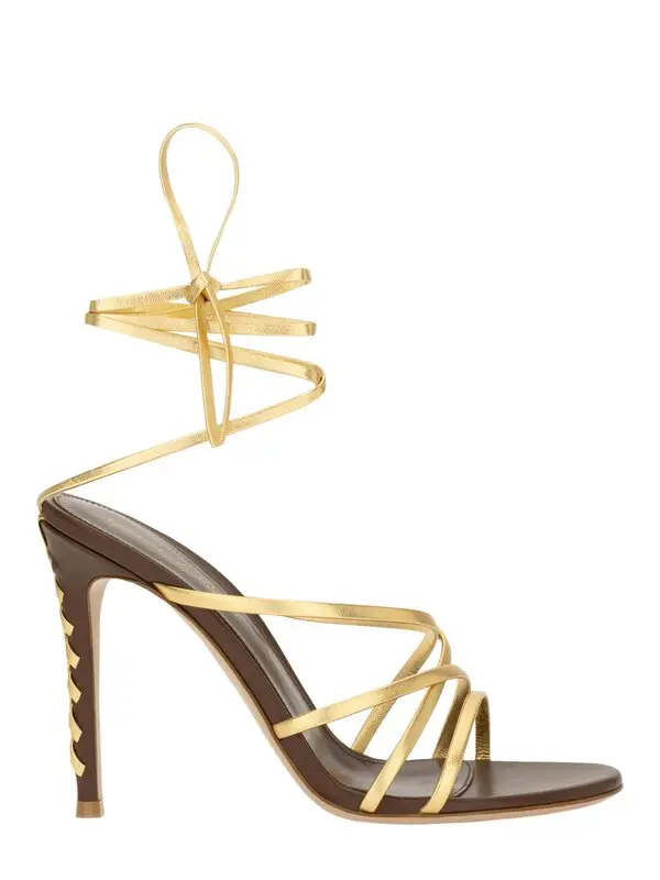 GIANVITO ROSSI Zaira 105 Stiletto Sandals - Gold - Calf