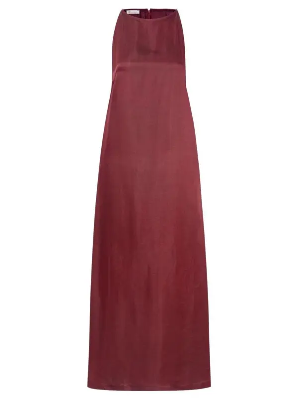 SILK AND BEARS Aurora Garnet Rouge Hand-dyed Mulberry Silk Maxi Dress - Red