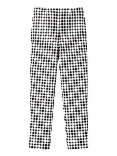 RO&ZO Gingham Cropped Stretch-cotton Trousers - Black