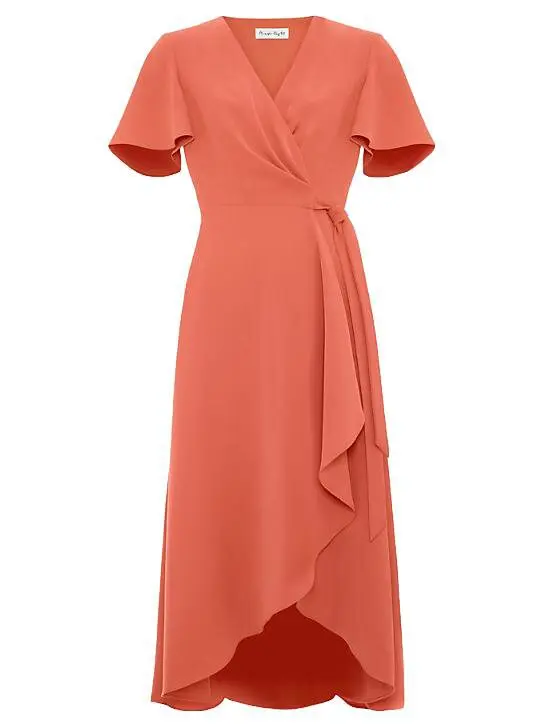 PHASE EIGHT Julissa Wrap Front Midi Dress - Orange