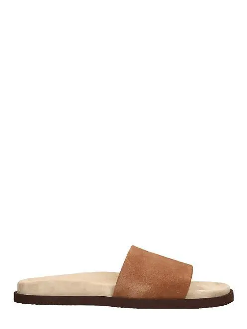 Brunello Cucinelli Wide-strap Suede Sliders - Grey/m.cmb