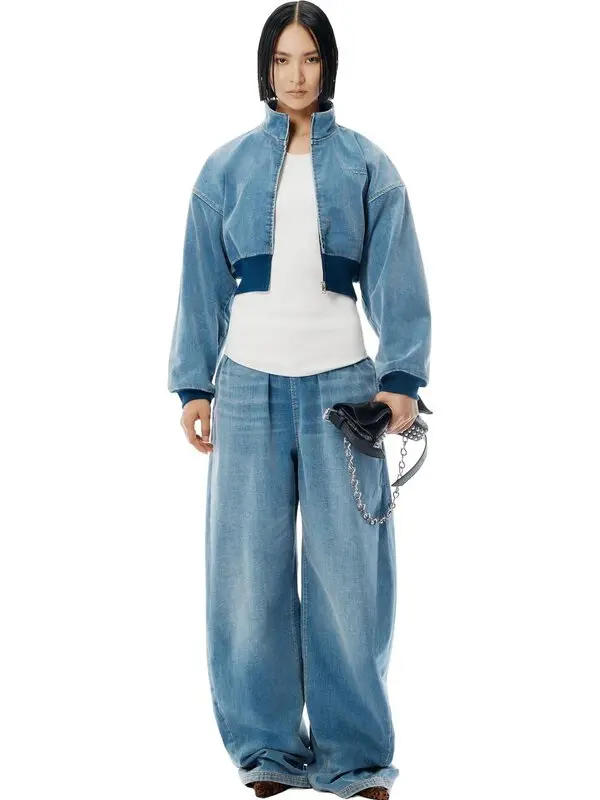 Alexander Wang Brushed Denim Funnel Neck Jacket - Washed Light Blue