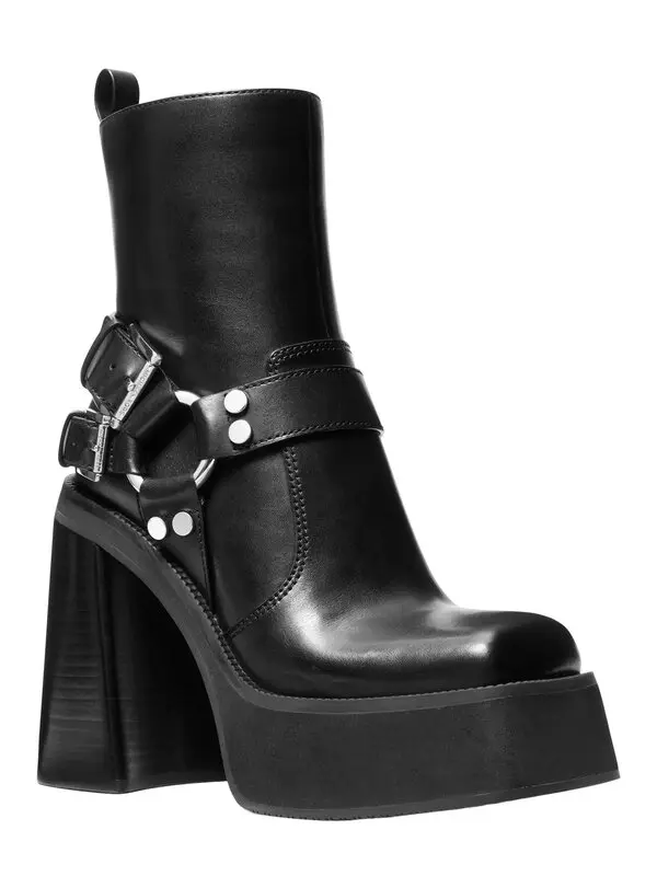 Michael Kors Crosby Leather Platform Moto Boots - Black