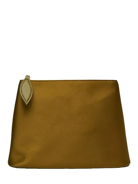 LIFFNER Zip Clutch In Satin - Green