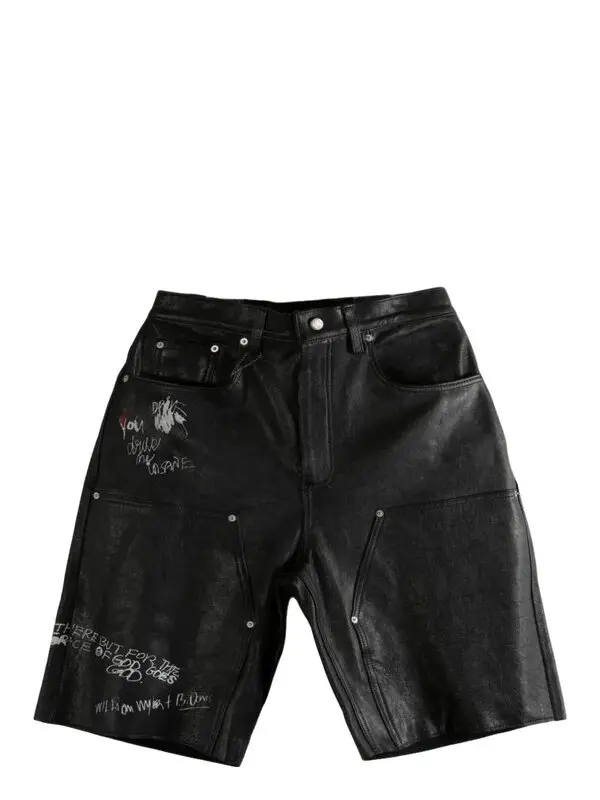 PALY Hollywood Holy Mountain Graffiti-print Leather Shorts - Black