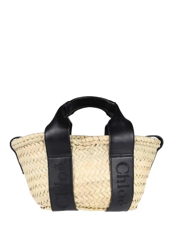 Chloé Contrast Logo Shoulder Bag - Nude
