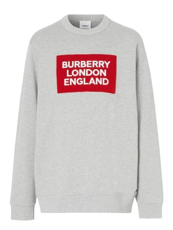 Burberry Long-sleeved Crew Neck Sweater With Logo Print - Light Hemp Gray