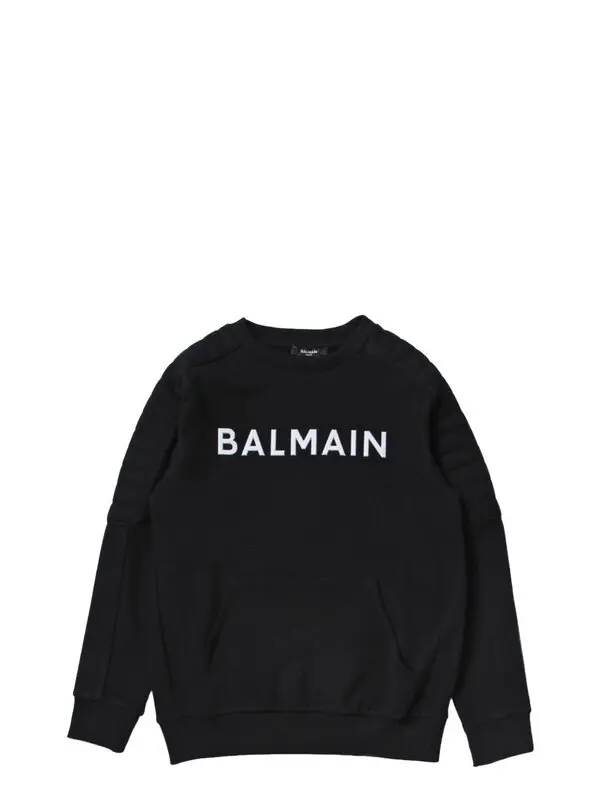 Balmain Round Neck Logo Sweatshirt - Black