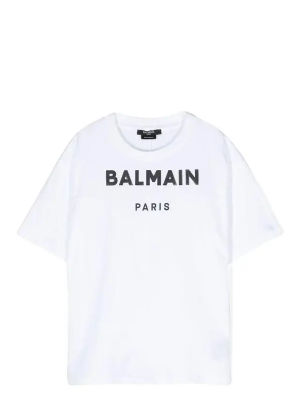 Balmain Logo Print Cotton T-shirt - White