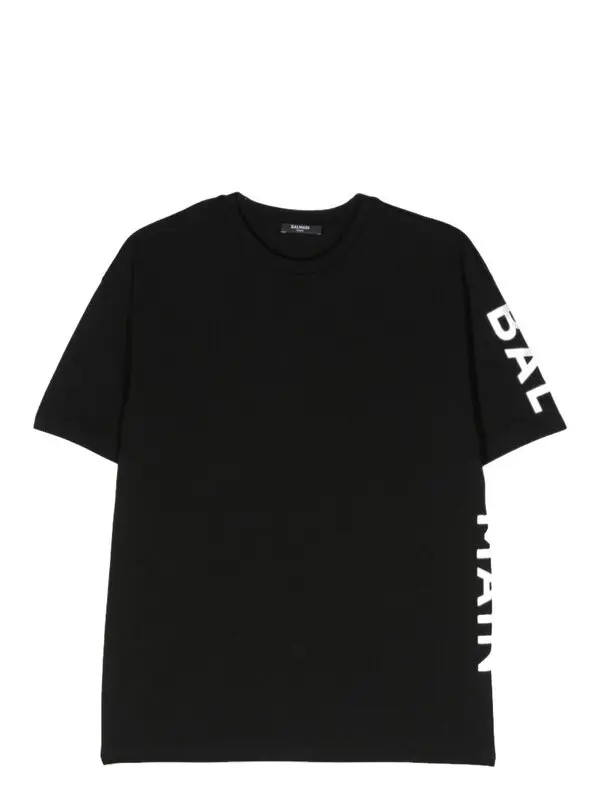 Balmain Logo Print Cotton T-shirt - Black