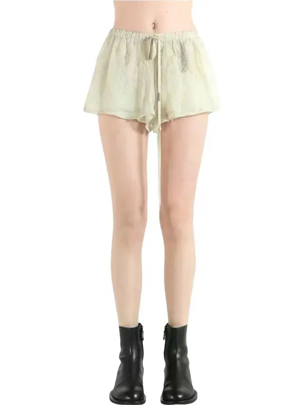 ANN DEMEULEMEESTER Embroidered Drawstring Shorts - Neutrals