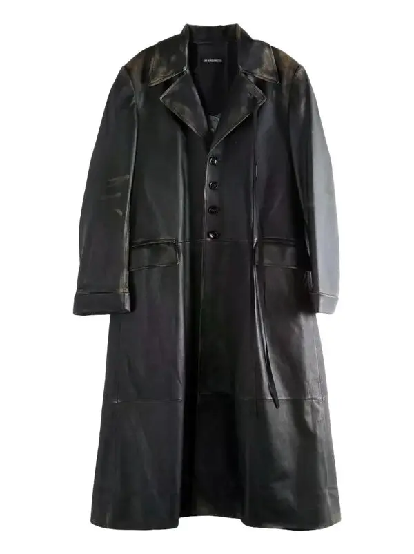 ANN DEMEULEMEESTER Faded-effect Leather Coat - Black