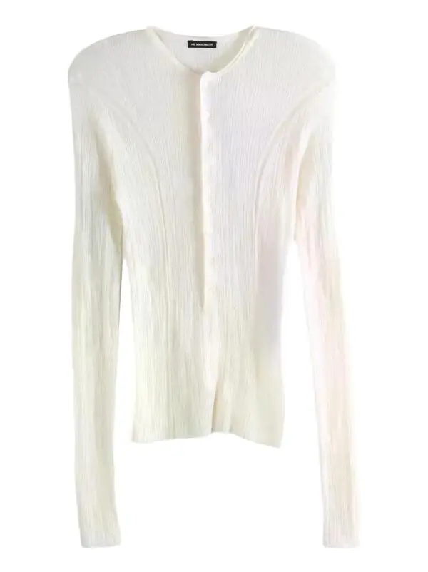 ANN DEMEULEMEESTER Ribbed-knit Long-sleeve T-shirt - White