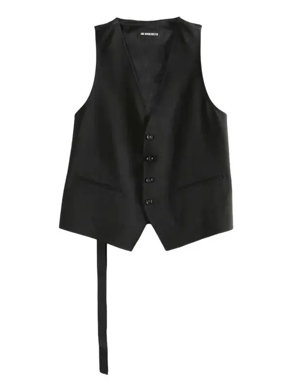 ANN DEMEULEMEESTER V-neck Buttoned Waistcoat - Black