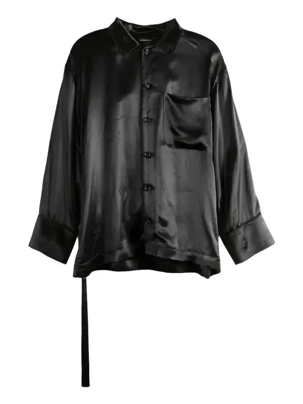 ANN DEMEULEMEESTER Belted Satin-finish Shirt - Black