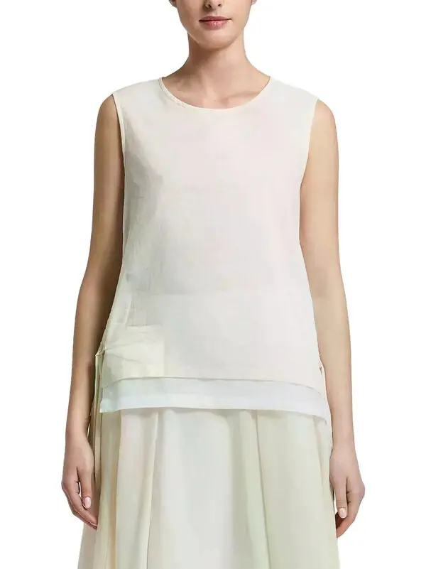 Peserico Sleeveless Round Neck Top With Side Drawstring - Neutrals