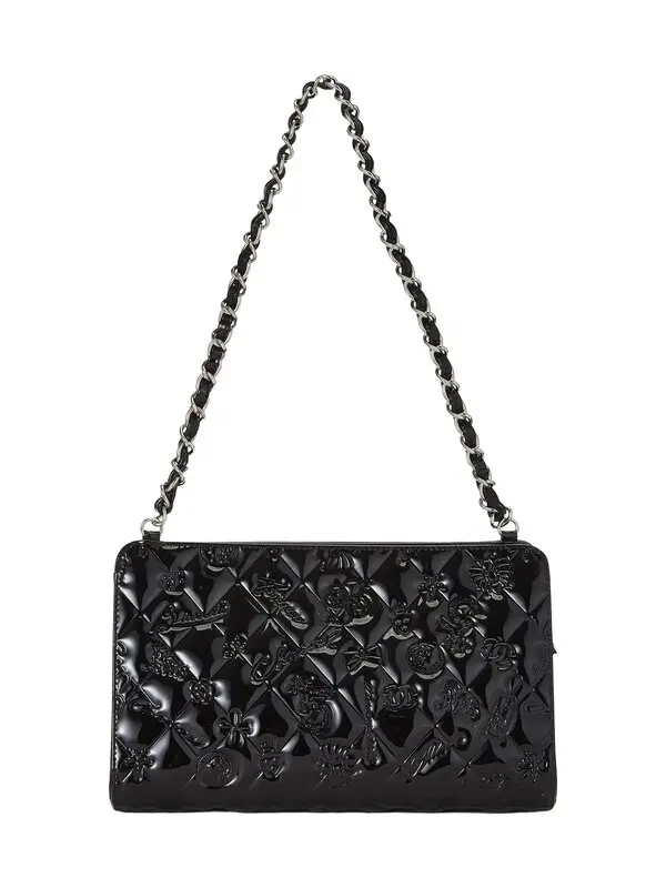 Chanel Patent Leather Lucky Charms Shoulder Bag - Black