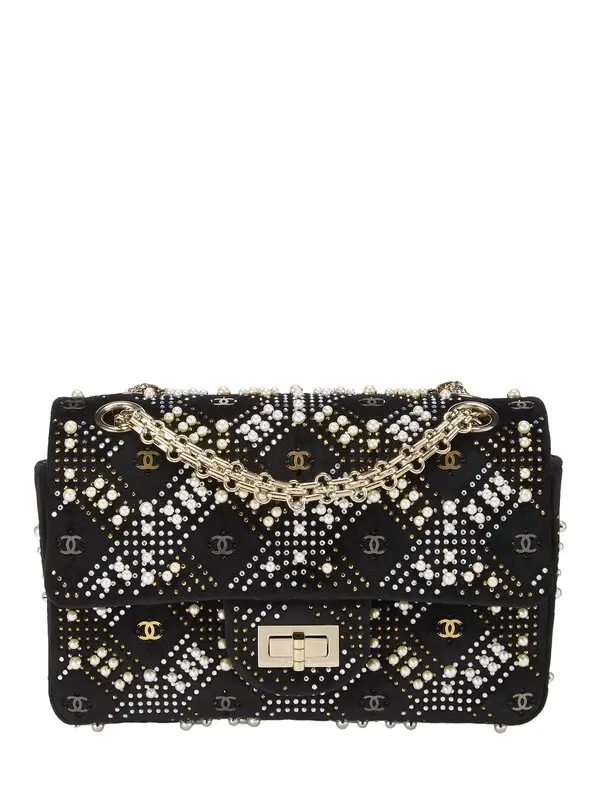 Chanel Paris-salzburg Velvet Embellished 2.55 Reissue Flap 224 Bag - Black