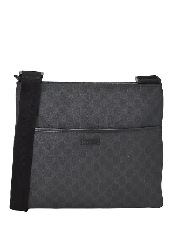Gucci Gg Supreme Canvas Pocket Messenger Bag - Black