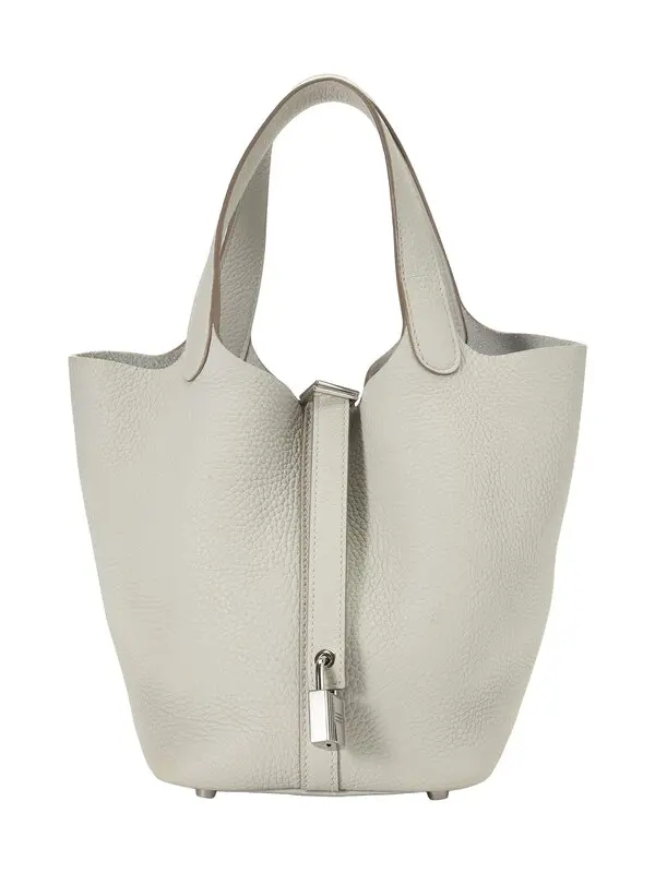 Hermès Clemence Leather Picotin Lock 18 Bag - Grey