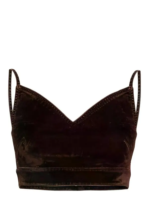 Loewe Velour Cropped Top - Brown