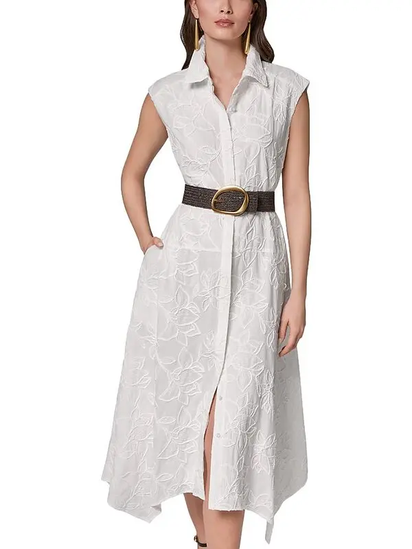 Donna Karan New York Embroidered Midi Shirt Dress - Cream