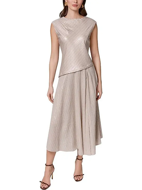 Donna Karan New York Cap Sleeve Asymmetric Midi Dress - Sisal/canyon