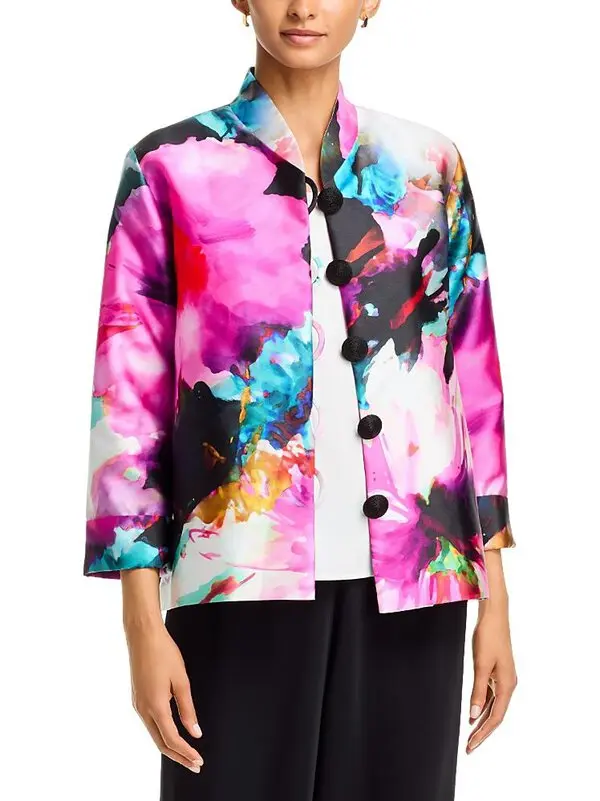 Caroline Rose Floral Print Jacket - Multi/white
