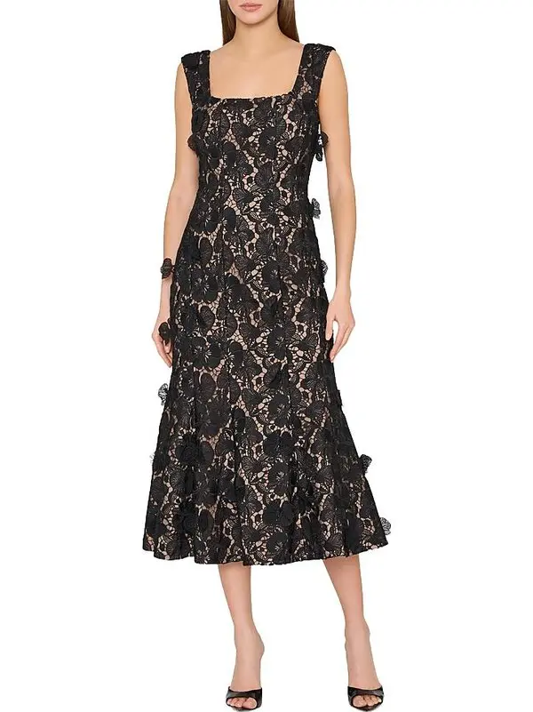MILLY Spencer Lace Midi Dress - Black
