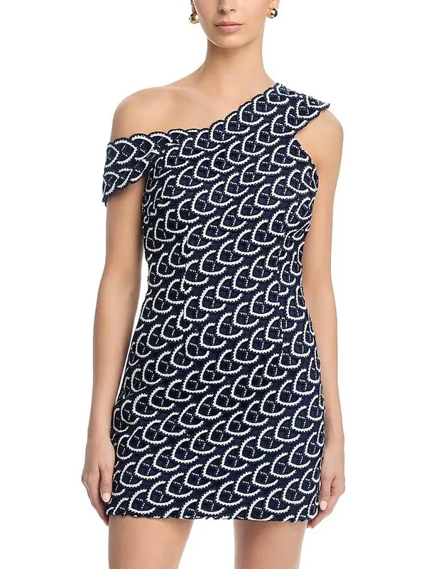 MILLY Leah Lace Mini Dress - Navy/white