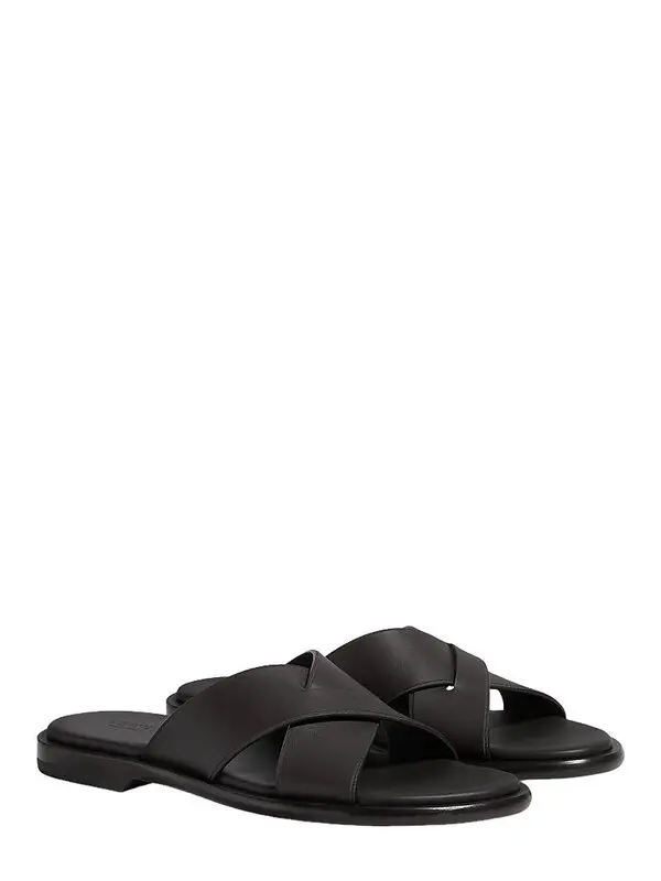 Zegna Leather Sandals - Dark Brown
