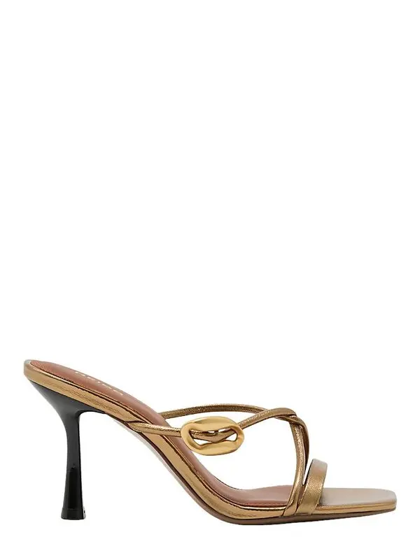 REISS Alex Metallic Heeled Sandals - Gold