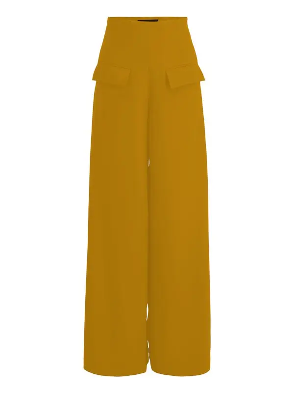 LAYO G Stretch Wide-leg Dress Pants - Yellow/gold
