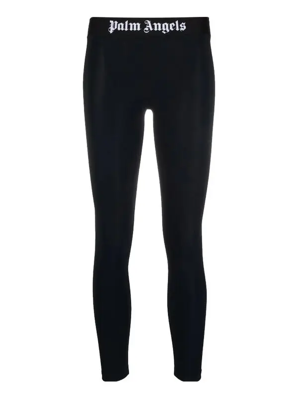 Palm Angels Logo-waistband Cropped Legging - Black