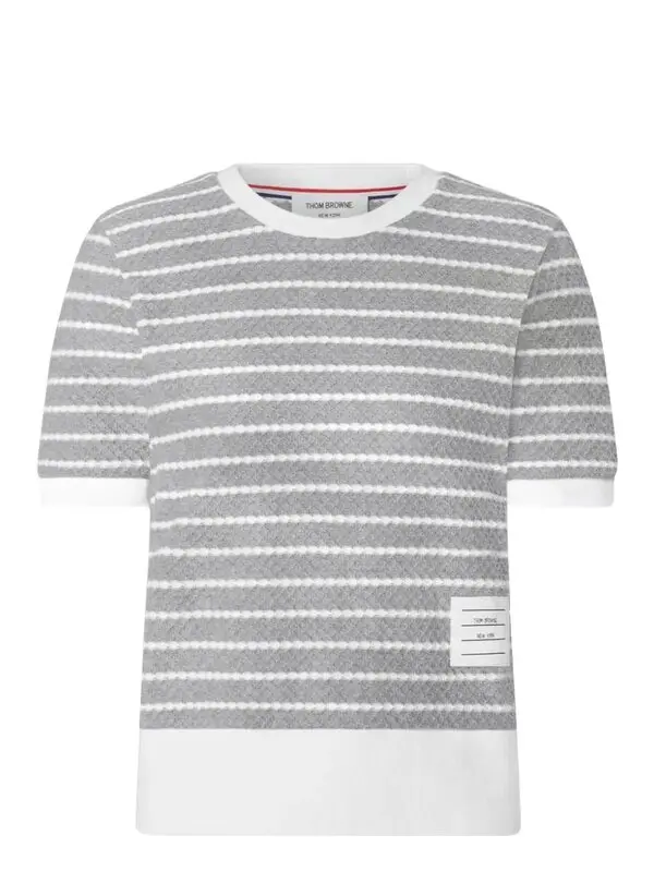 Thom Browne Honeycomb-rib T-shirt - Grey