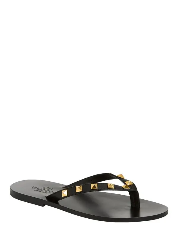 Valentino Garavani Rockstud Embellished Flip Flops - Black