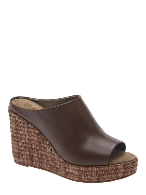 Brunello Cucinelli Leather Espadrille Wedge Sandals - Chocolate
