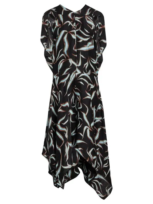 Proenza Schouler Sybella Handkerchief Hem Linen & Silk Midi Dress - Black
