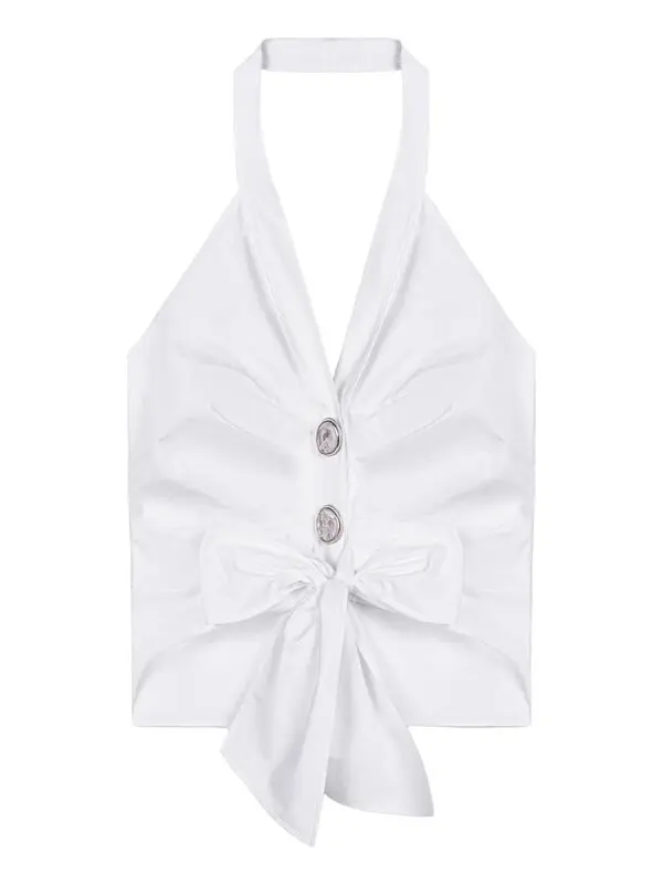 NOCTURNE Halter Neck Tie Detail Blouse - White